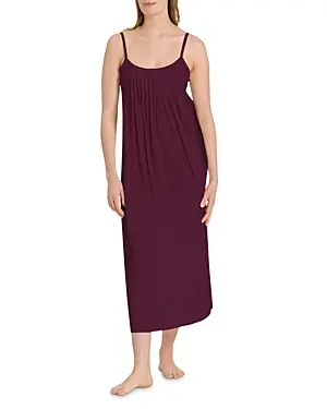 Hanro Juliet Pleated Long Spaghetti Gown Sumac