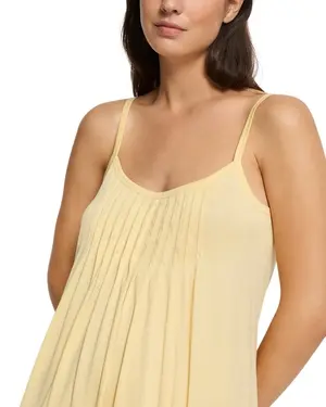 Hanro Juliet Pleated Long Spaghetti Gown - Vanilla Highlight