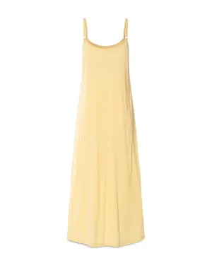 Hanro Juliet Pleated Long Spaghetti Gown - Vanilla Highlight