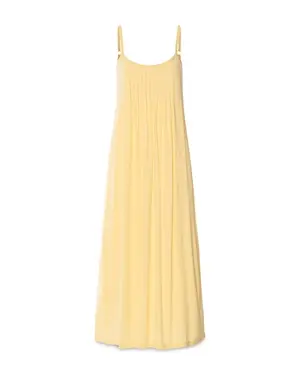 Hanro Juliet Pleated Long Spaghetti Gown - Vanilla Highlight