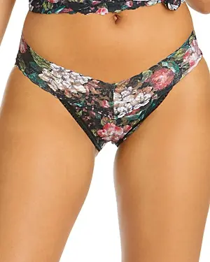 Hanky Panky Signature Lace Printed V-kini Black Multi Floral