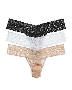 Hanky Panky Signature Lace Low Rise Thongs, Set Of 3 Black/white/nude