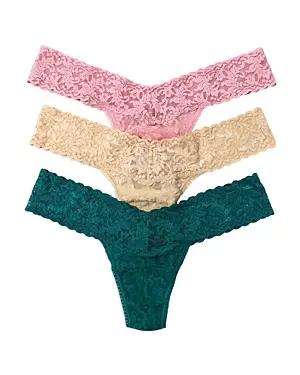 Hanky Panky Signature Lace Low Rise Thongs, Set Of 3 Meadow Rose