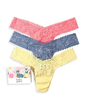 Hanky Panky Signature Lace Low Rise Thongs, Set Of 3 Peach Fizz