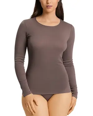 Hanro Cotton Long Sleeve Top Stonewash