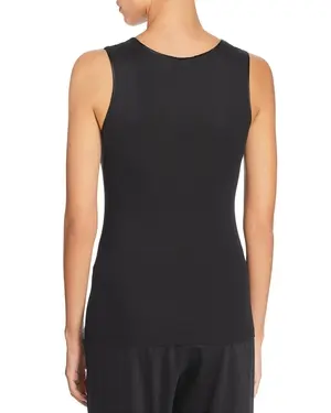 Hanro Moments Cotton Lace Trim Tank - Black