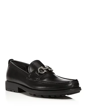 FERRAGAMO David Leather Loafers Wide - Black