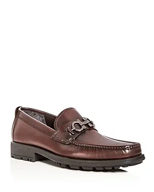 FERRAGAMO David Leather Loafers Wide Hickory