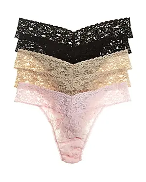 Hanky Panky Hanky Panky Signature Original-Rise Thongs, Set Of 5 Black/bliss Pink/chai