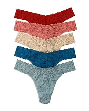 Hanky Panky Hanky Panky Signature Original-Rise Thongs, Set Of 5 French Bord/himalyan