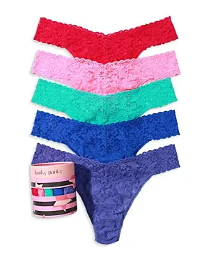Hanky Panky Hanky Panky Signature Original-Rise Thongs, Set Of 5 Pink Ruby/sizzle Pink
