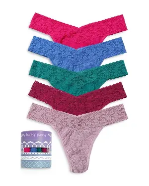 Hanky Panky Hanky Panky Signature Original-Rise Thongs, Set Of 5 Ruby/sea Blue/teal