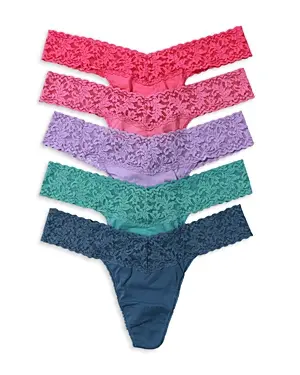 Hanky Panky Hanky Panky Signature Original-Rise Thongs, Set Of 5 Wild Pink/chateau/french