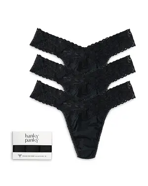 Hanky Panky Supimacotton Original-rise Thongs, Set Of 3 - Black