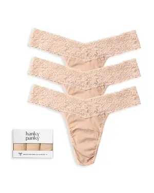 Hanky Panky Supimacotton Original-rise Thongs, Set Of 3 - Chai