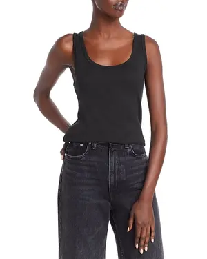 Splendid Fine Rib Scoop Neck Tank - Black