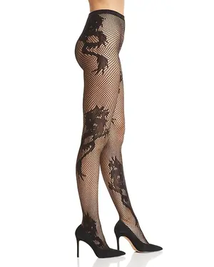 Natori Dragon Fishnet Tights - Black