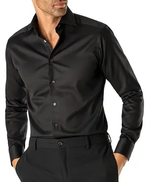Eton Slim Fit Signature Twill Dress Shirt - Black