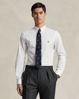 Polo Ralph Lauren Slim Fit Long Sleeve Poplin Button Down Shirt White