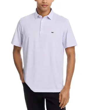 Vineyard Vines St. Jean Stripe Sankaty Regular Fit Polo Shirt White Cap/ Aster