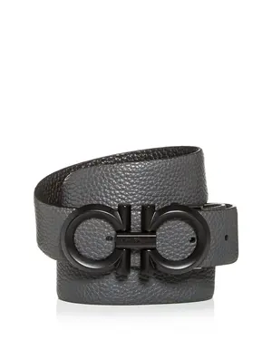 FERRAGAMO Double Gancini Buckle Reversible Belt