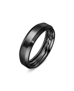 David Yurman Titanium Beveled Band Ring - Black