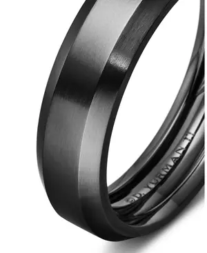 David Yurman Titanium Beveled Band Ring - Black