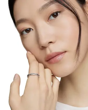 David Yurman Sterling Twisted Ring With Diamonds