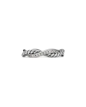 David Yurman Sterling Twisted Ring With Diamonds
