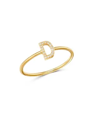 ZOE LEV 14k Yellow Gold Initial Diamond Ring D/gold
