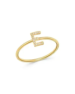 ZOE LEV 14k Yellow Gold Initial Diamond Ring E/gold