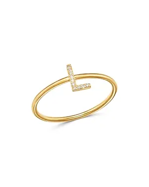 ZOE LEV 14k Yellow Gold Initial Diamond Ring - L/gold