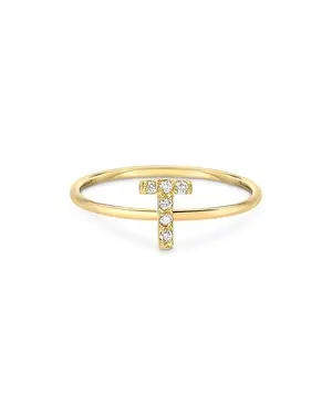 ZOE LEV 14k Yellow Gold Initial Diamond Ring T/gold