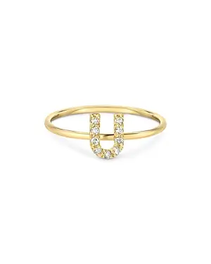 ZOE LEV 14k Yellow Gold Initial Diamond Ring U/gold