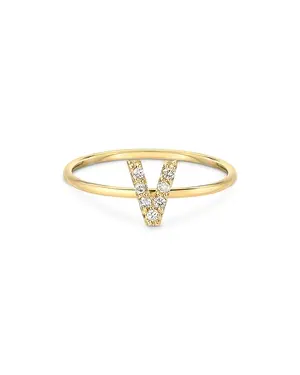 ZOE LEV 14k Yellow Gold Initial Diamond Ring V/gold