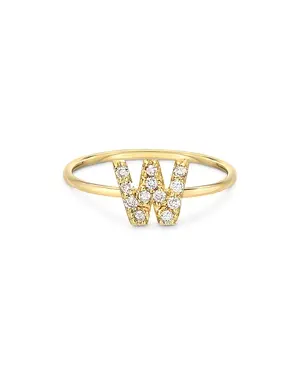 ZOE LEV 14k Yellow Gold Initial Diamond Ring W/gold