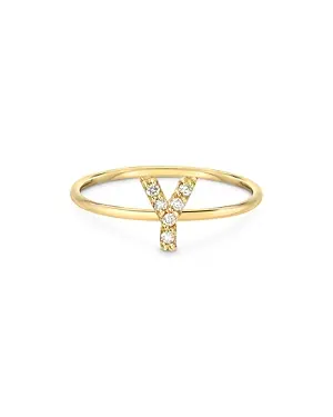 ZOE LEV 14k Yellow Gold Initial Diamond Ring Y/gold