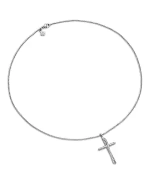 David Yurman Crossover Cross Diamond Necklace - Silver