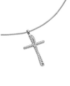 David Yurman Crossover Cross Diamond Necklace - Silver