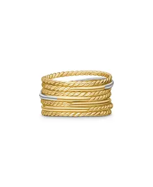 David Yurman Crossover Ring In 18k Yellow Gold With Diamonds - White/gold