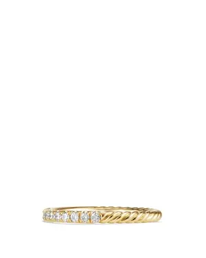 David Yurman Cable Collectibles Ring With Diamonds In 18k Yellow - Gold