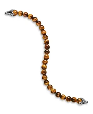 David Yurman Spiritual Beads Bracelet With Tigers Eye - Silver/red