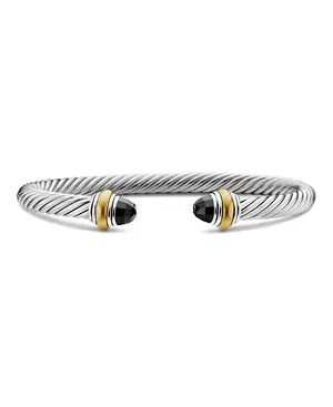 David Yurman Cable Classic Bracelet With 14k Gold, 5mm - Black Onyx