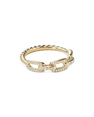 David Yurman David Yurman Stax Chain Link Ring With Diamonds White/gold
