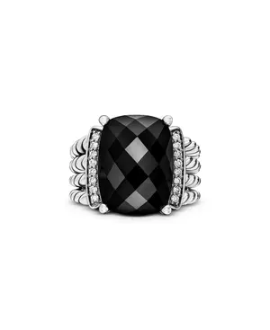David Yurman Wheaton Ring With Onyx And Diamonds