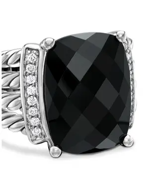 David Yurman Wheaton Ring With Onyx And Diamonds