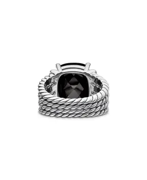 David Yurman Wheaton Ring With Onyx And Diamonds