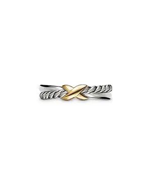 David Yurman Petite X Ring In Sterling Silver And 18k Yellow Gold - Gold/silver