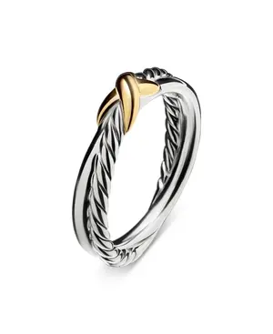 David Yurman Petite X Ring In Sterling Silver And 18k Yellow Gold - Gold/silver