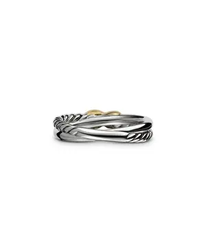 David Yurman Petite X Ring In Sterling Silver And 18k Yellow Gold - Gold/silver